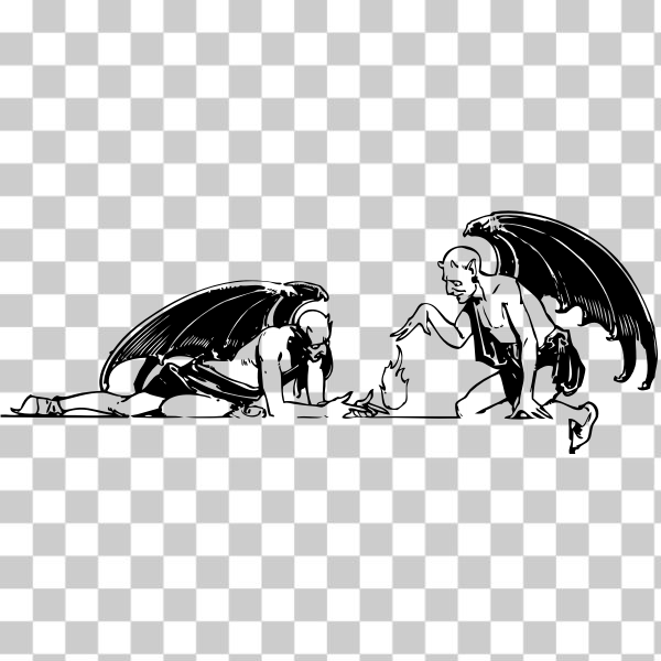 Free: SVG Vector graphics of two devils playing with fire - nohat.cc