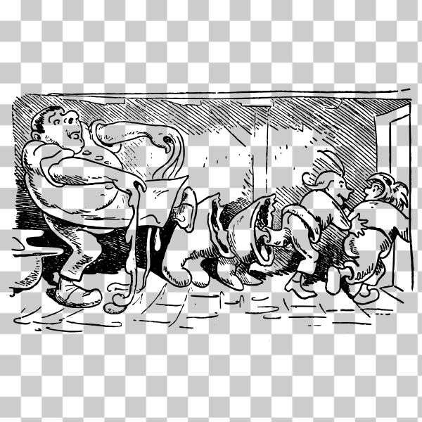 Free: SVG Vector illustration of kids chased by kitchen chef - nohat.cc