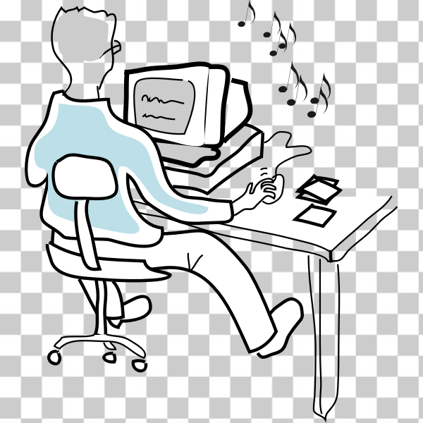 Free: SVG Vector illustration of man at computer - nohat.cc