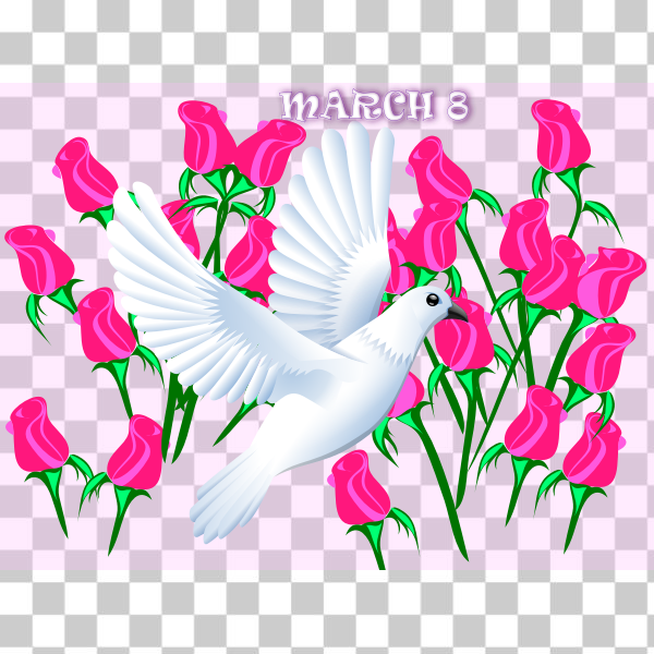 Free: SVG Vector illustration of pink roses and dove - nohat.cc