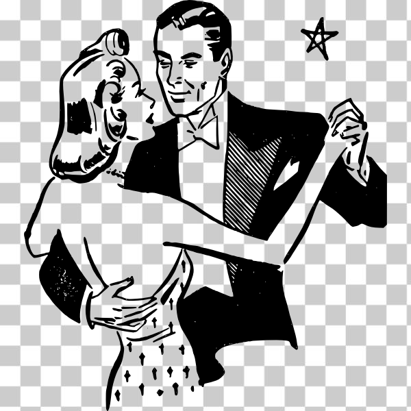 Free: SVG Vector illustration of retro couple dancing under star - nohat.cc