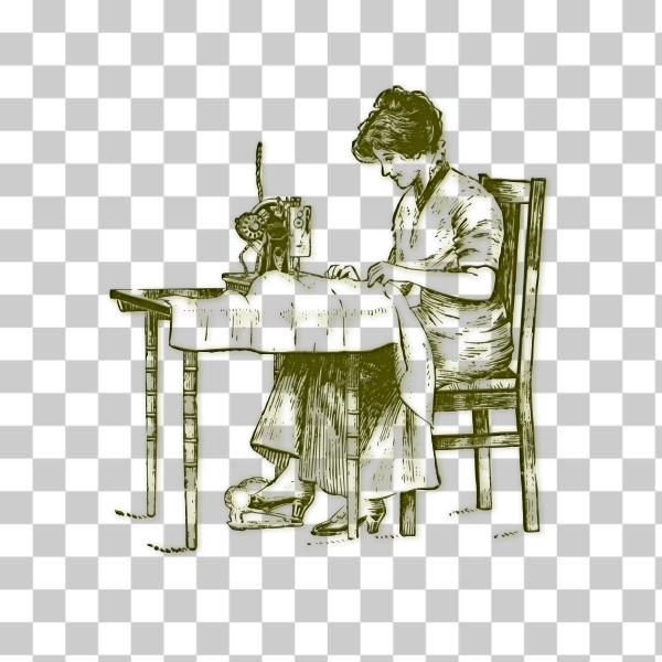 Free: SVG Vector illustration of vintage woman sewing on an old machine ...