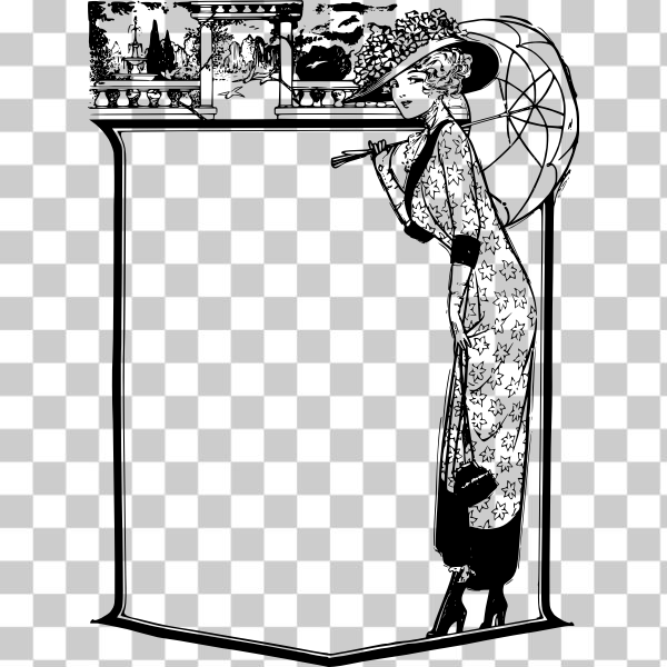 Free: SVG Vintage posh lady with umbrella - nohat.cc