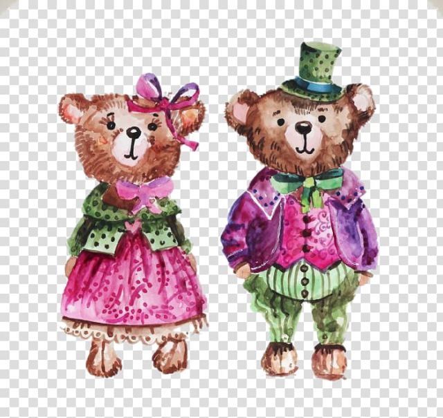 Free: Teddy bear Watercolor painting Party, Lovely Couple Bears ...