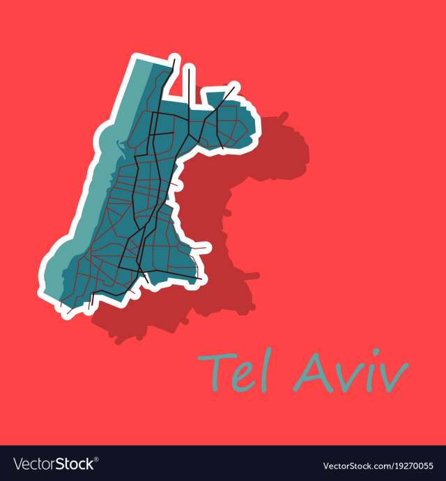 Free: Tel aviv sticker map artprint landmass water and vector image ...
