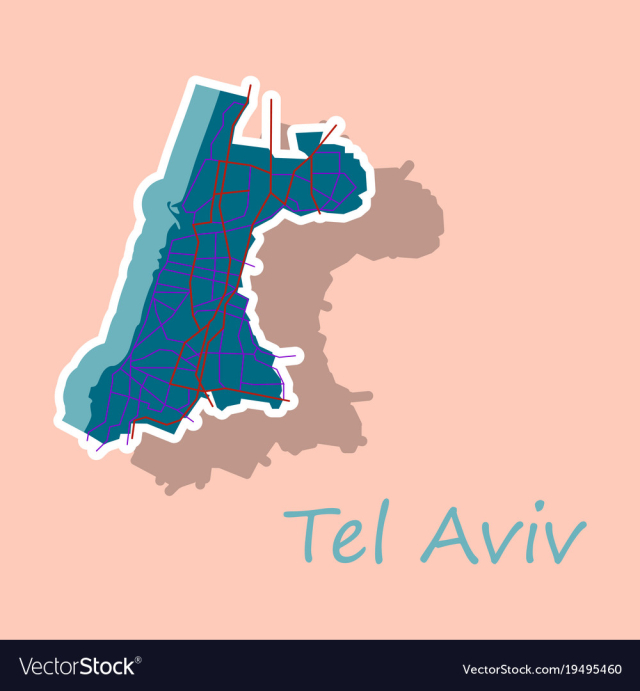 Free: Tel aviv sticker map artprint landmass water and vector image ...