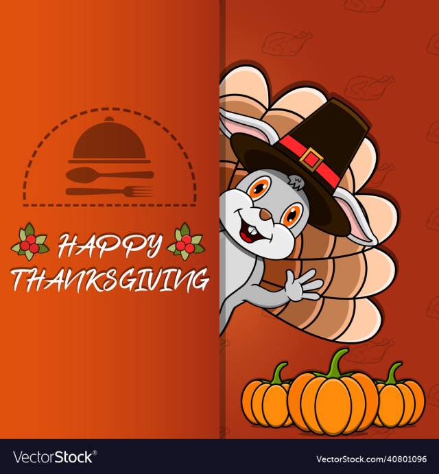 Free: thanksgiving card with rabbit character design - nohat.cc
