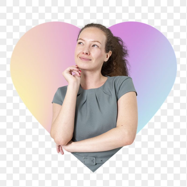 Free: Thinking woman png, heart badge | Free PNG - rawpixel - nohat.cc