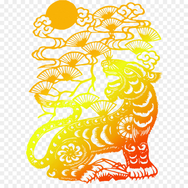 Free: Tiger Papercutting Art Chinese paper cutting Design - transparent ...