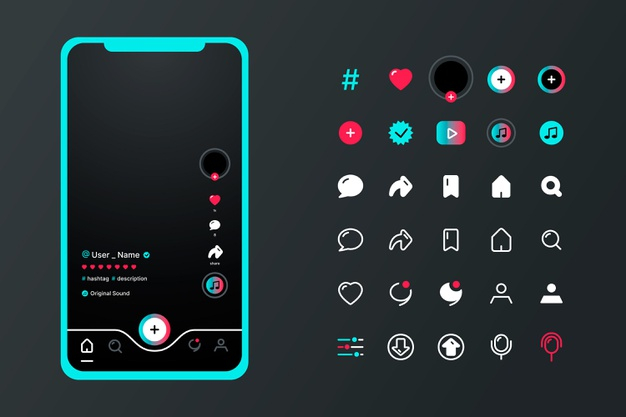 Free: Tiktok app interface with icons set Free Vector - nohat.cc