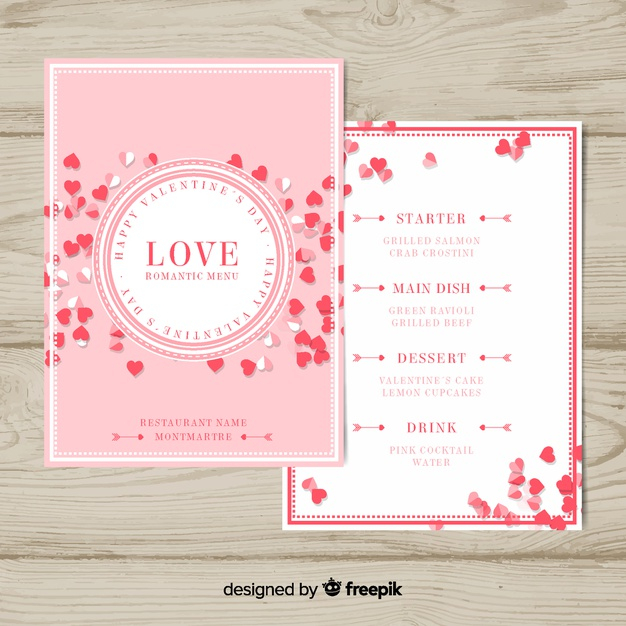 Free: Tiny hearts valentine menu template - nohat.cc