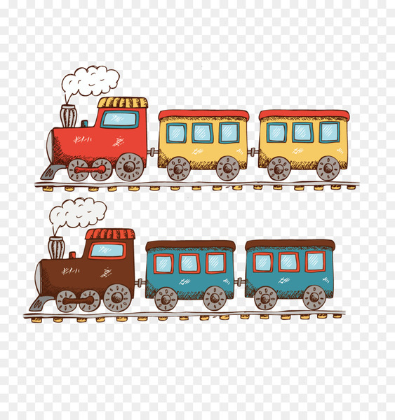 Free: Train Cartoon Track Illustration - Hand-painted cartoon train ...