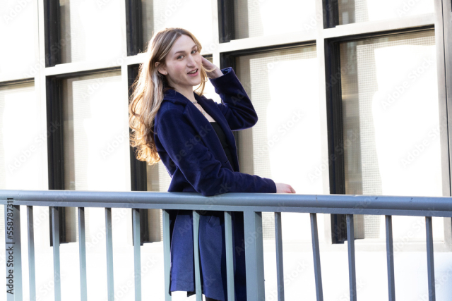 Free: Trans woman posing next to a railing. - nohat.cc