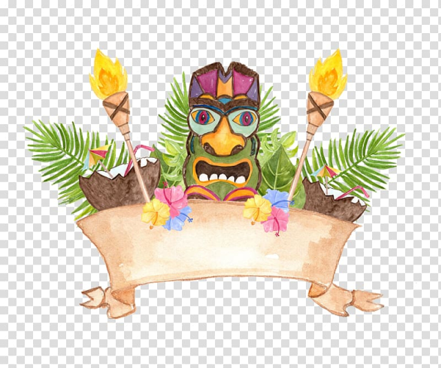 Luau Tiki Clip Art Hawaiian Luau Tiki Mask PNG Clip Art Afbeelding