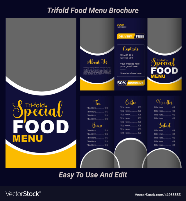 Free: trifold food menu template design - nohat.cc