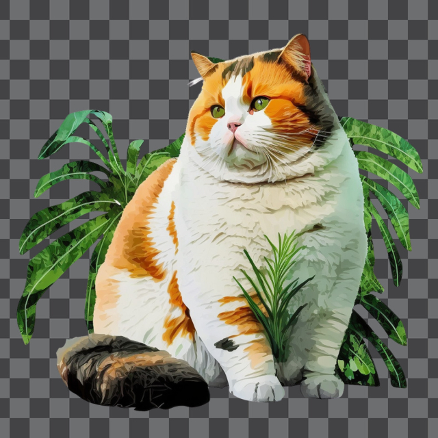 Free: Tropicalpunk fat cat - PNG transparent - nohat.cc