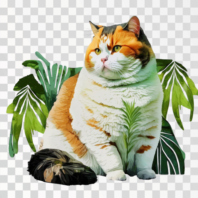 Free: Tropicalpunk fat cat - PNG transparent - nohat.cc