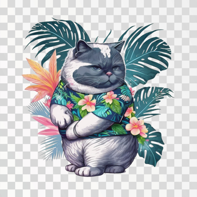 Free: Tropicalpunk fat cat - PNG transparent - nohat.cc