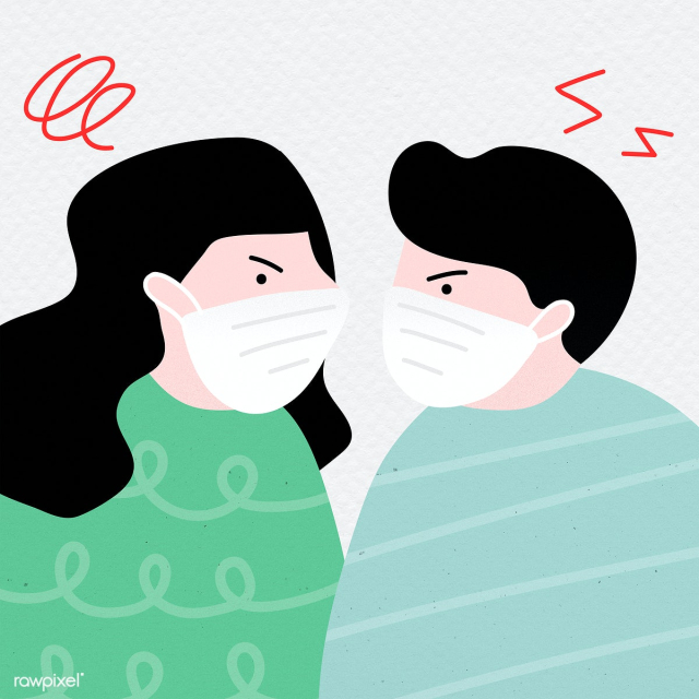 Free: Unhappy couple during the coronavirus pandemic mockup | Free ...