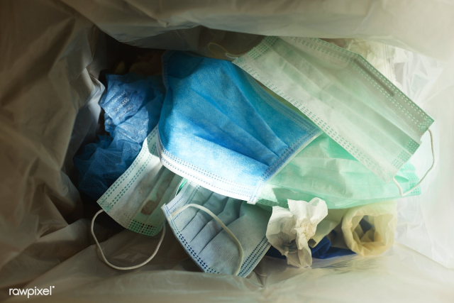 Free: Used face masks in a contaminated waste bin | Free photo ...