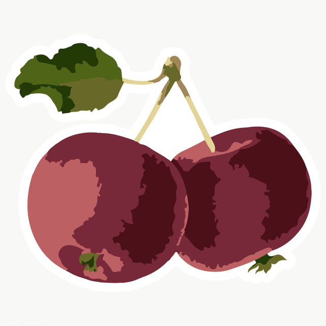 Free: Vectorized red cherries sticker overlay with white border design ...