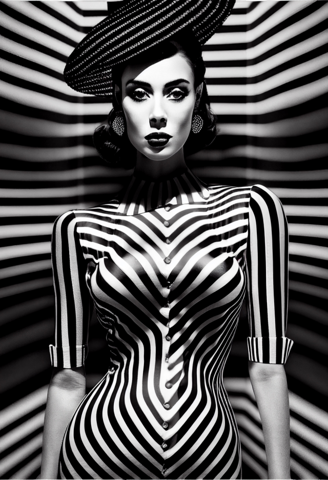 Free: Vertical AI-generated illustration of a young female with stripes ...
