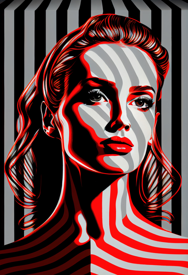 Free: Vertical AI-generated illustration of a young female with stripes ...