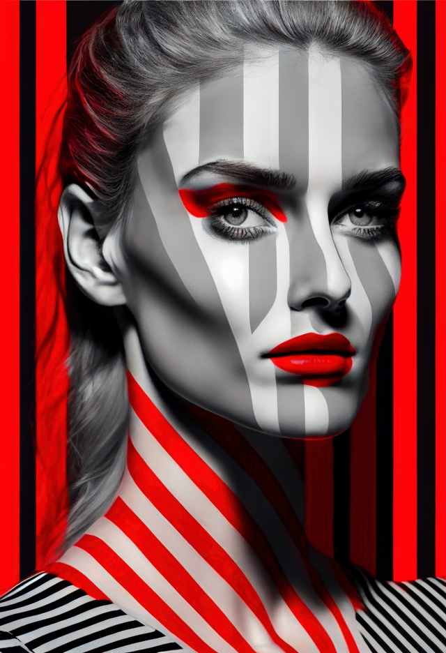 Free: Vertical AI-generated illustration of a young female with stripes ...