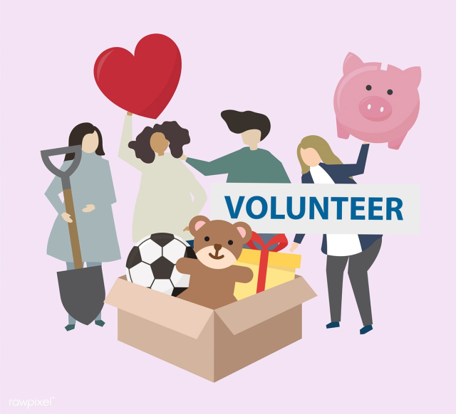 Free: Volunteers with charity icons illustration | Free stock vector ...