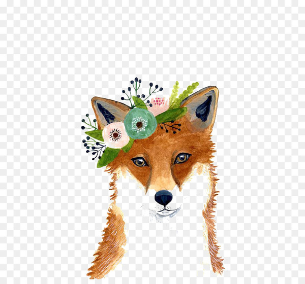 Free: Watercolor painting Fox Art Drawing - Plant fox - nohat.cc