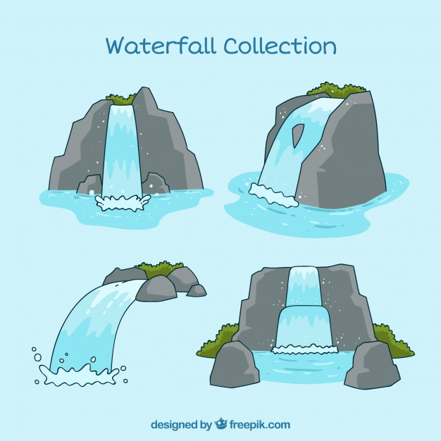 Free: Waterfalls collection in cartoon style Vector | Free Download ...