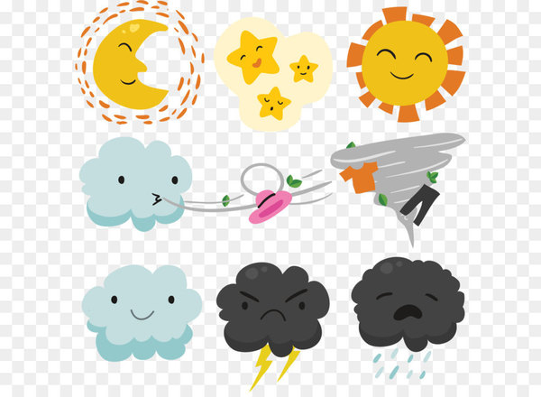 Free: Weather forecasting Euclidean vector Wind - Cute clouds weather ...