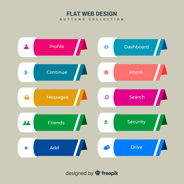 Free: Web button set in flat design - nohat.cc