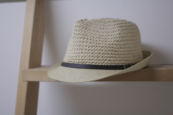 Free: White Wicker Fedora Hat - nohat.cc
