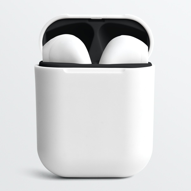 Free: White wireless earbuds case mockup digital earphones - nohat.cc