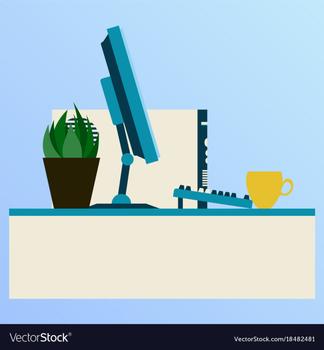 Free: Workplace desk computer plant coffee top angle vector image ...