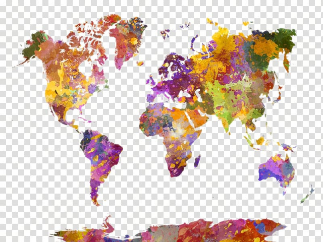 Free: World map illustration, Watercolor painting World map Canvas ...