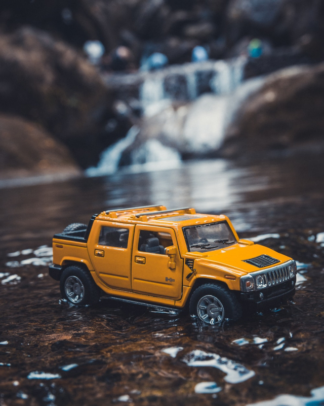 Free: Yellow Hummer Suv Scale Model on River - nohat.cc