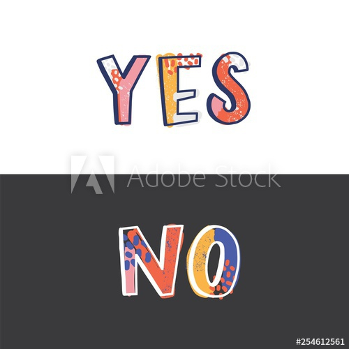 Free: Yes and No words written with funky calligraphic font isolated on ...